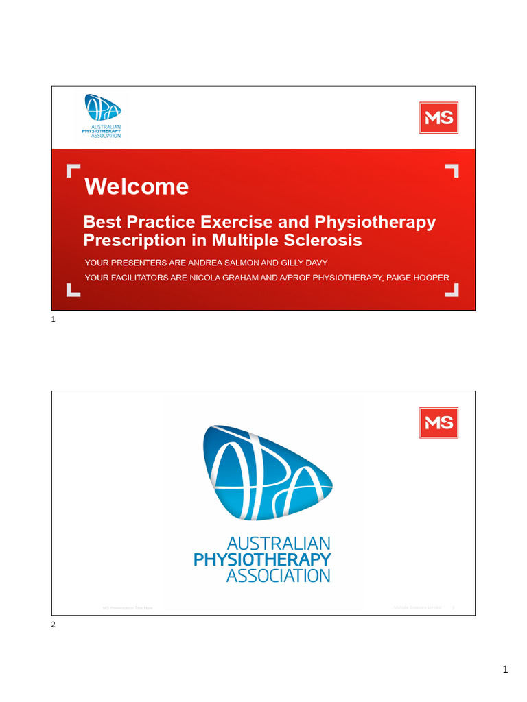 Handout Exercise and Physiotherapy Prescription in Multiple Sclerosis | PDF