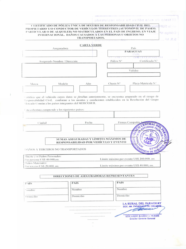 CARTA VERDE - RC PROPIETARIO Y- O CONDUCTOR DE VEHÍCULOS TERRESTRES ...