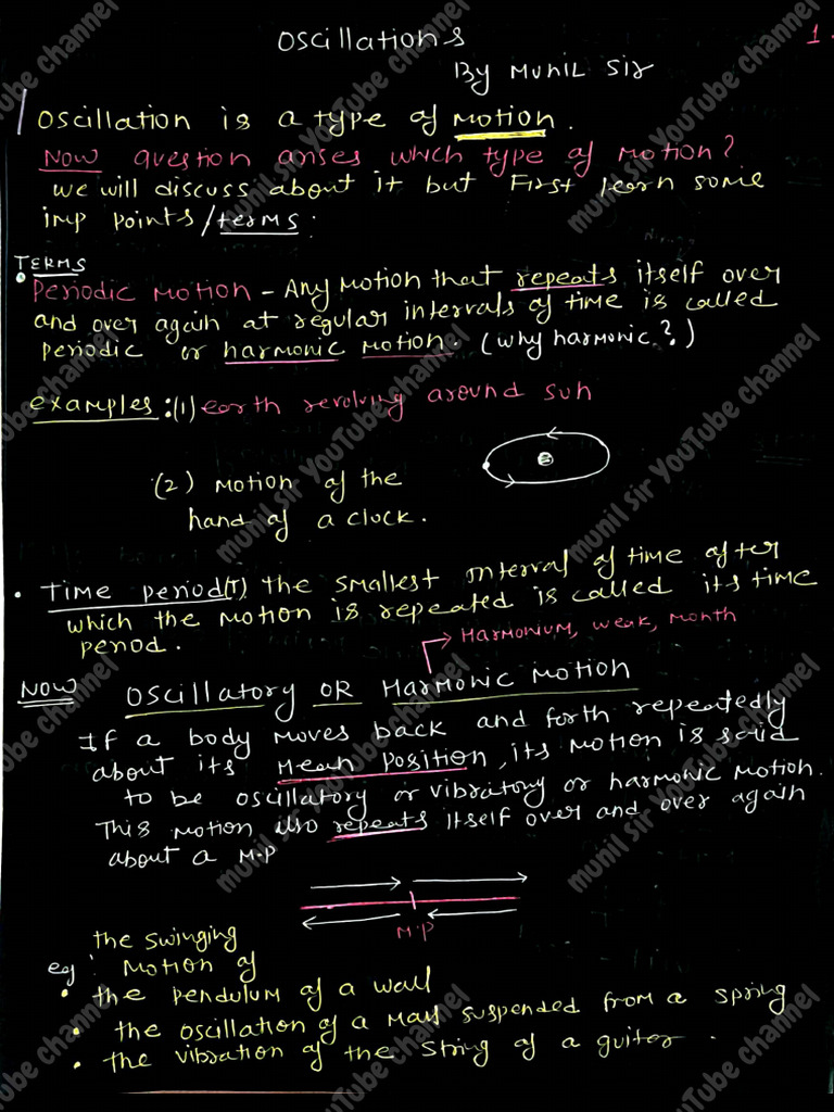 Complete Oscillation Munil Sir YouTube | PDF