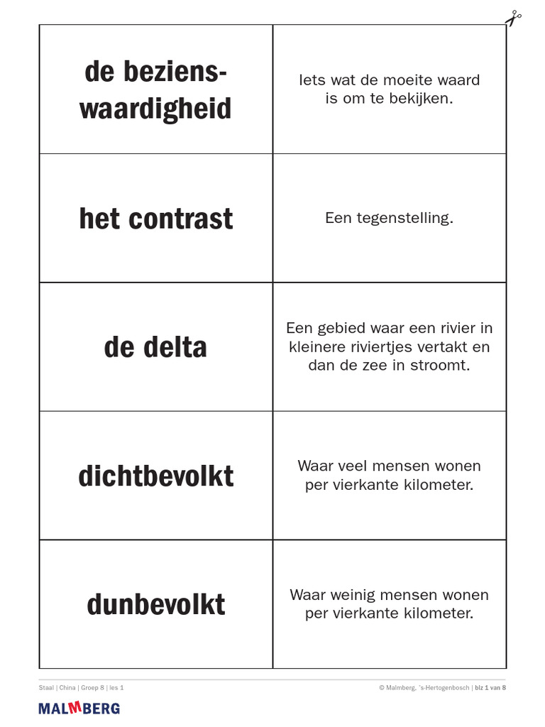 Thema 1 Staal Woordkaartjes Groep 8 China | PDF