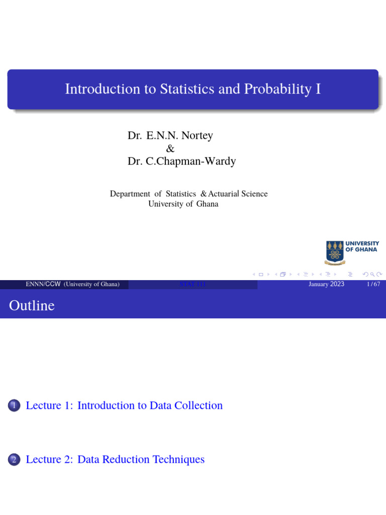 STAT 111 Lectures 1 and 2 Updated 2022 - 2023 | PDF