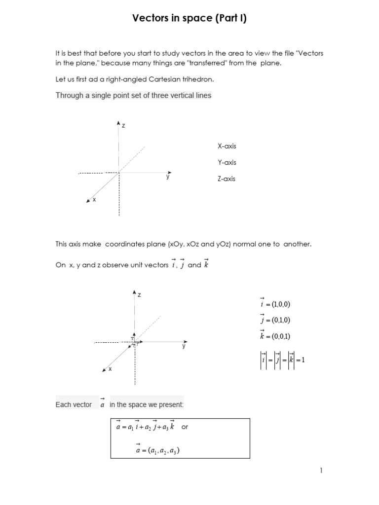 3..HIGH School V GEOMETRY-Vectors in Space-Part I | Download Free PDF ...