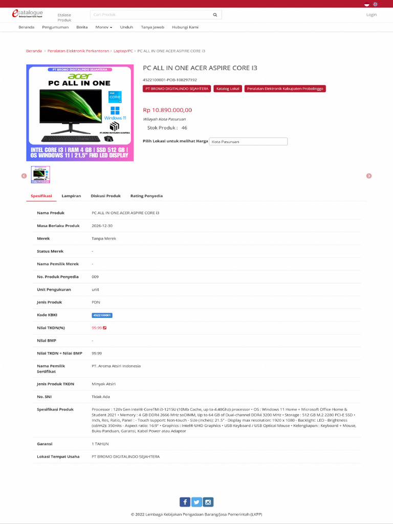 PC ALL IN ONE ACER ASPIRE CORE I3 E Katalog 5 0 | PDF