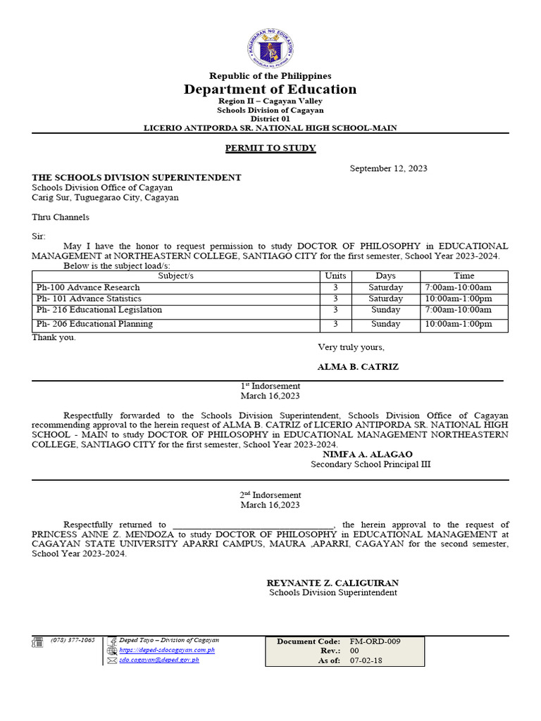 Permit To Study | PDF