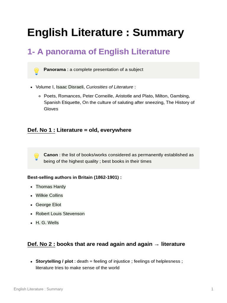 English Literature Summary-1 | PDF
