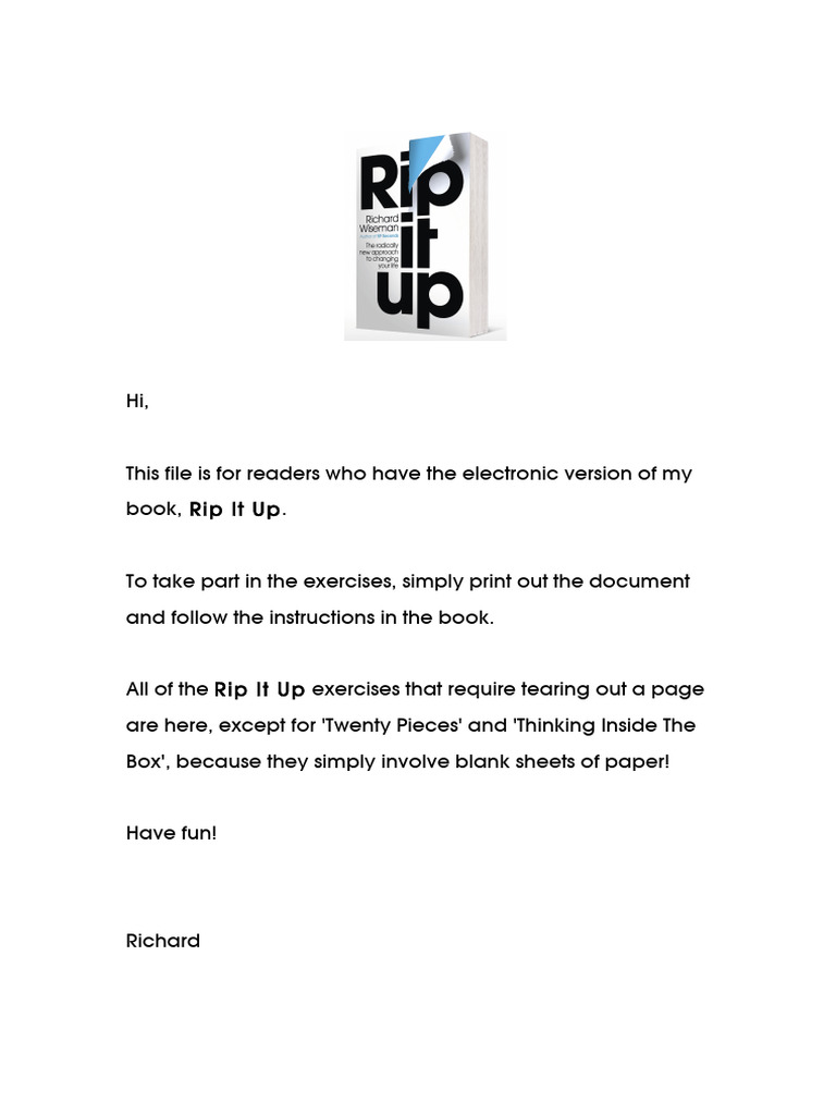 Richard Wiseman - Rip It Up Workbook | PDF