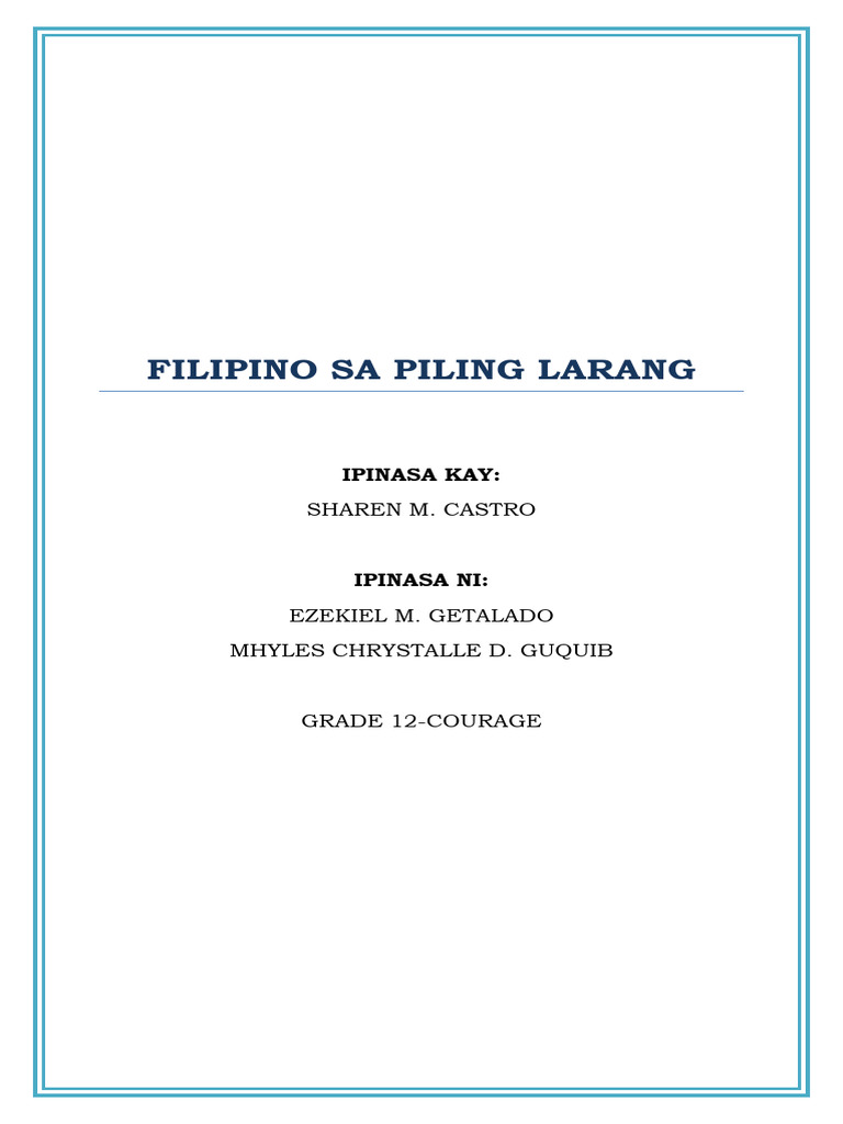 Filipino Sa Piling Larang | PDF
