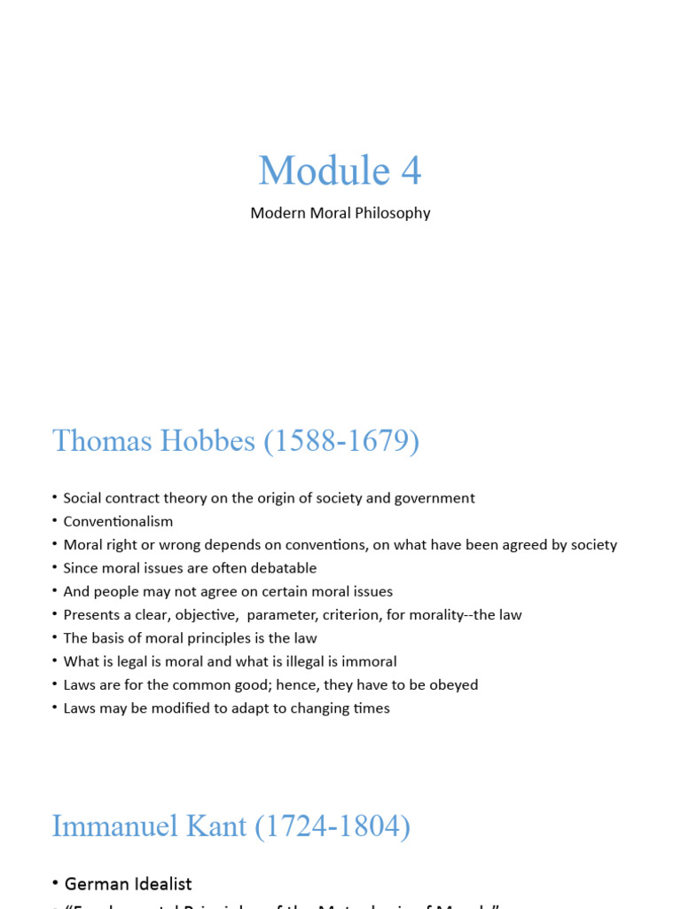 Module 4 Ethics Modern Moral Philo | PDF | Pleasure | Morality