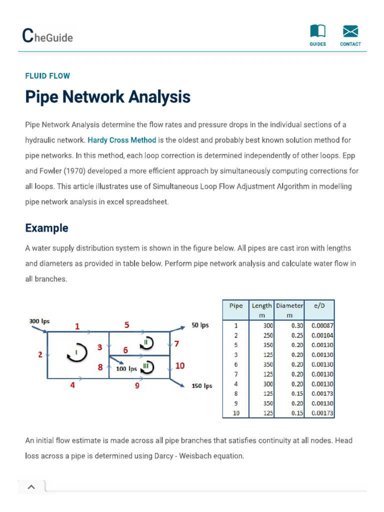 Pipe Network Analysis in Excel | PDF