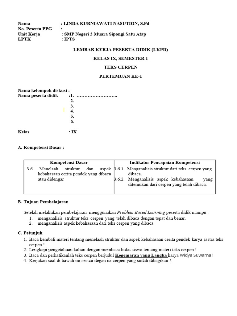 Analisis Teks Cerpen Kegemaran yang Langka | PDF | Kajian Bahasa Asing