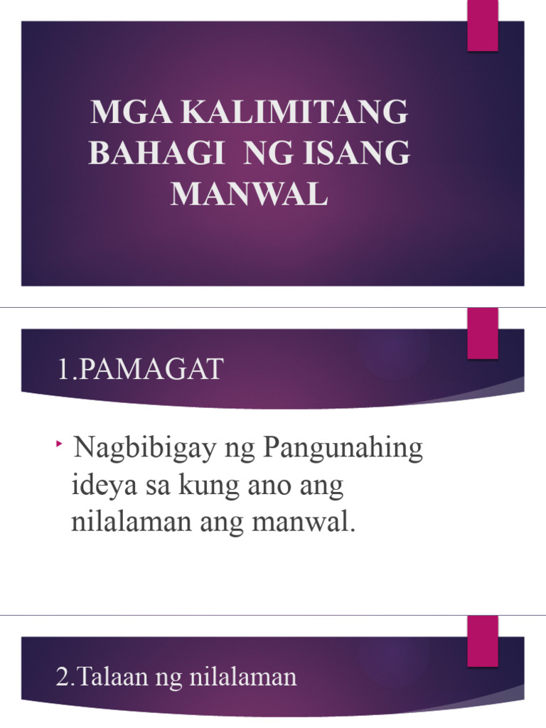 Mga Kalimitang Bahaging Isang Manwal Second Day | PDF
