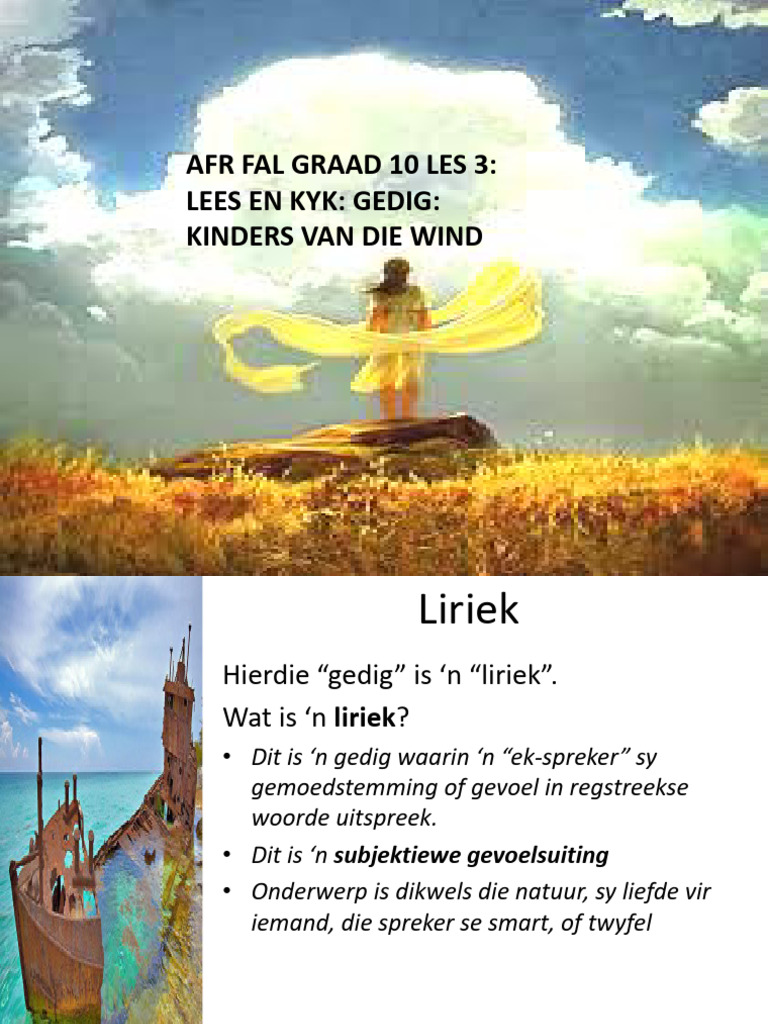 AFR FAL GRAAD 10 Les 3 Lees en Kyk 'n Gedig Kinders Van Die Wind | PDF
