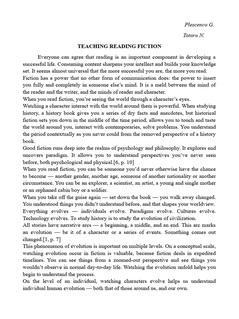 TEACHING READING FICTION | PDF | Reading Comprehension | Cognition