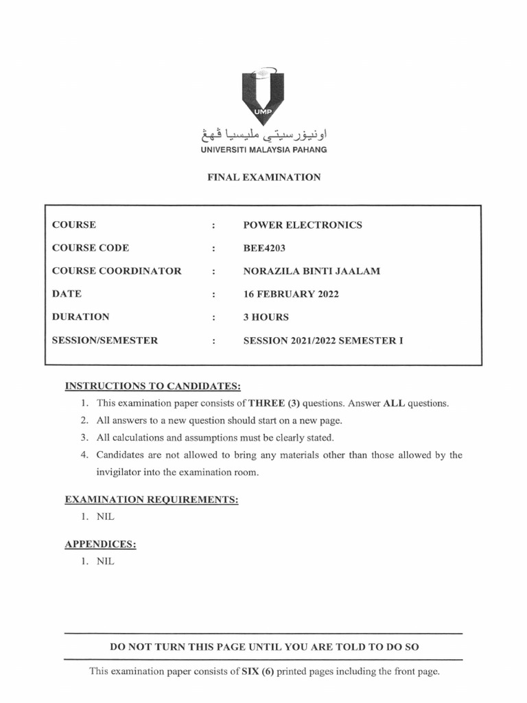 Power Electronics Exam Paper | PDF | Rectifier | Power Inverter