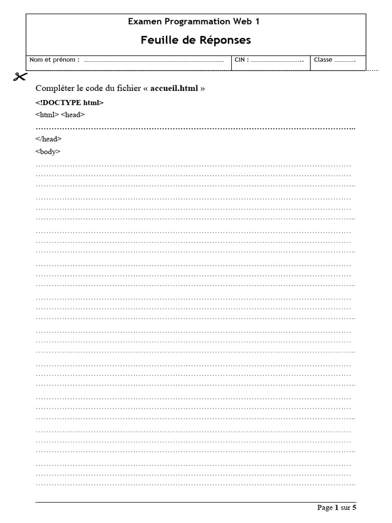 Feuille Réponse | PDF