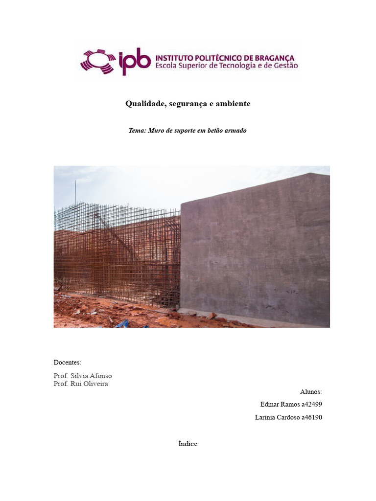 Muro de Suporte Betão - Armado Edmar Larinia | PDF