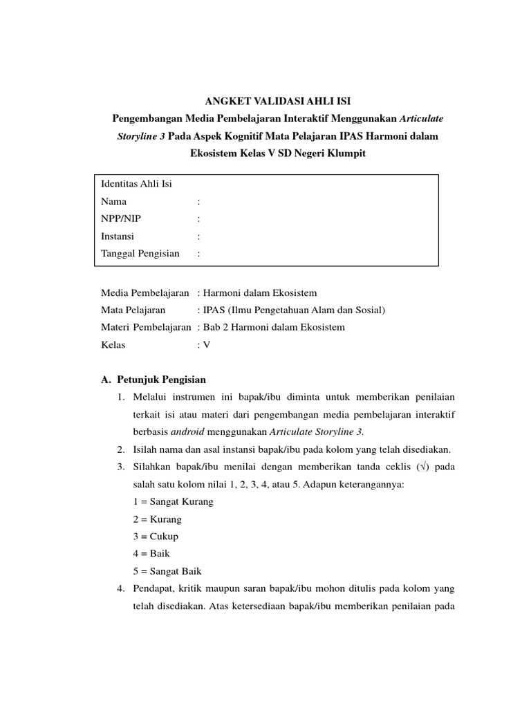 Angket Instrumen Penelitian | PDF