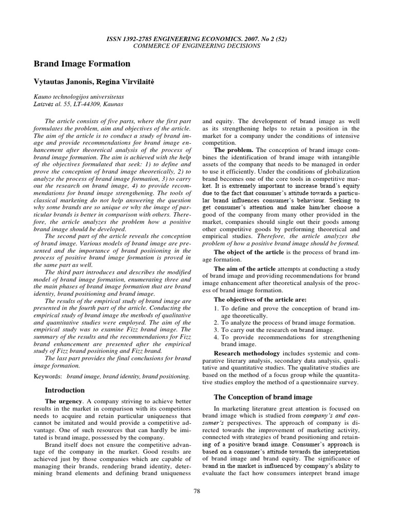 Vytautas Janonis Brand Image | PDF