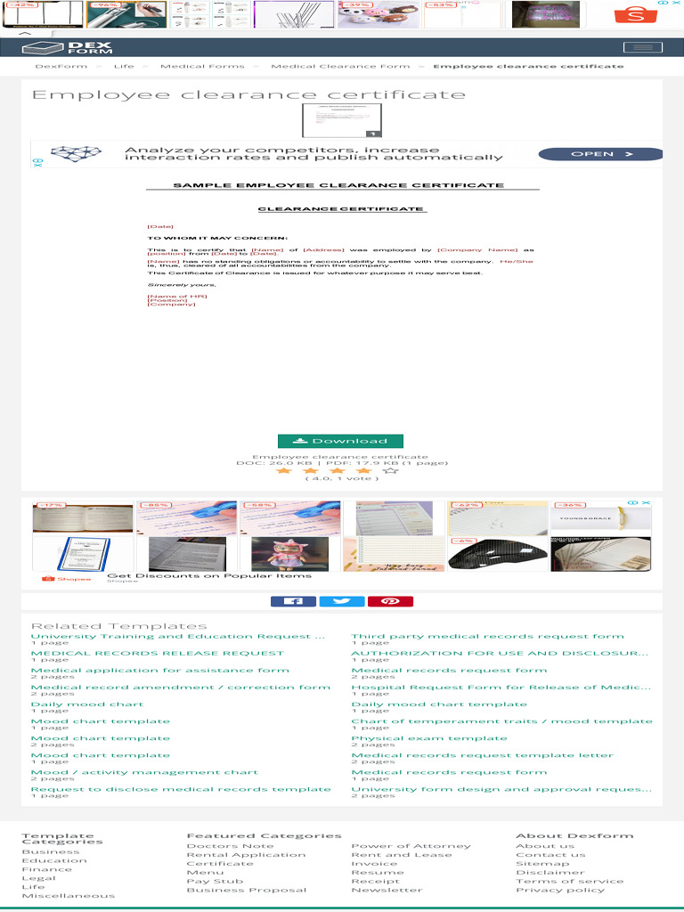 Employee Clearance Certificate in Word and PDF Fo | PDF | Computers