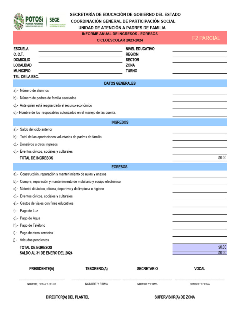 Formato F2 Parcial | PDF