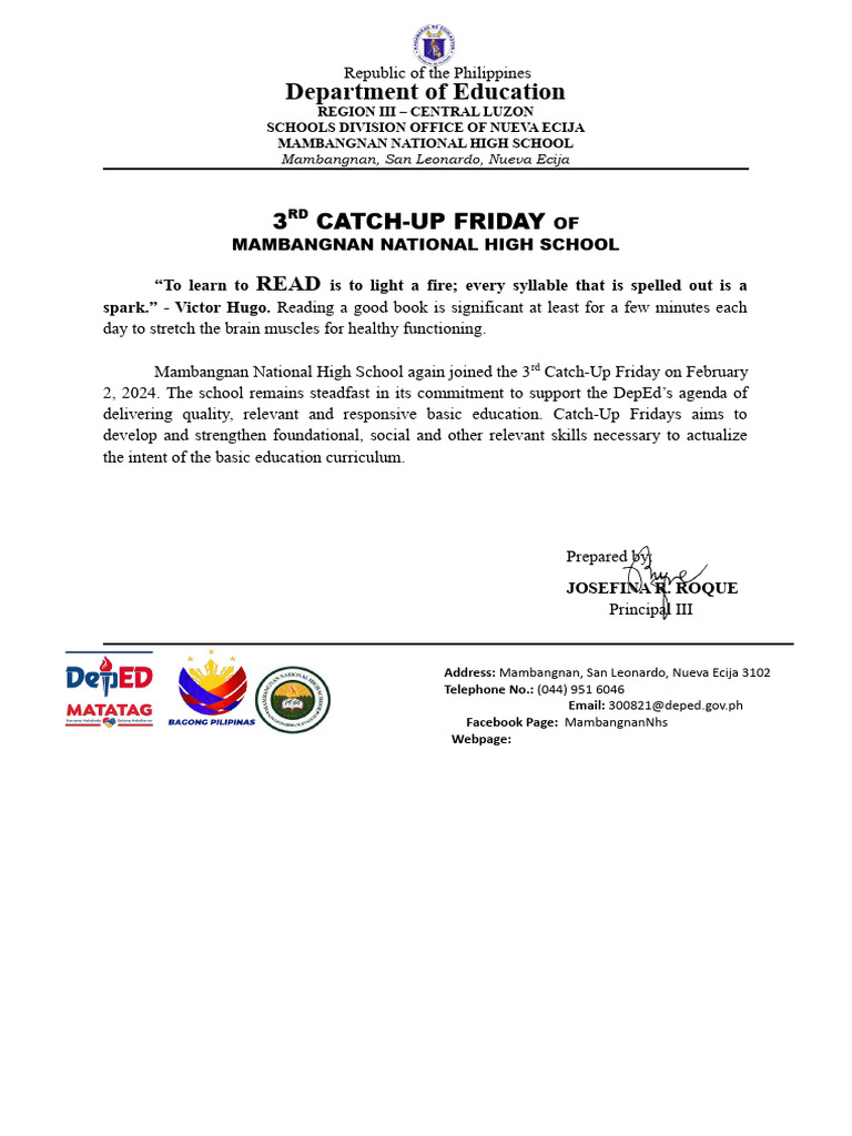 Catch Up Friday Report 4 | PDF