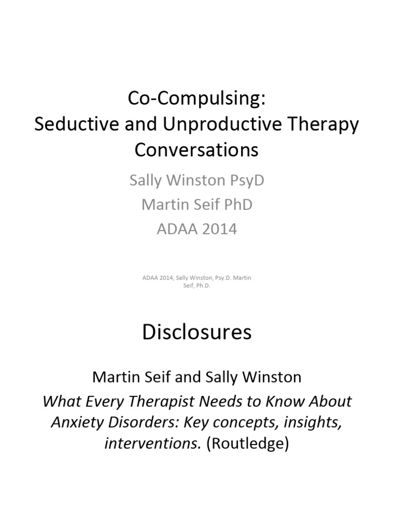 Co-Compulsing - Seductive and Unproductive Therapy Conversations | PDF ...