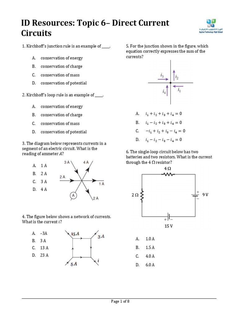 PHY71 Topic 6 Direct Current Circuits QP | PDF
