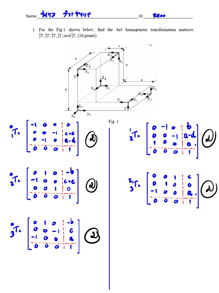 Robotics Kinematics Problem Set | PDF | Mathematical Objects | Linear Algebra