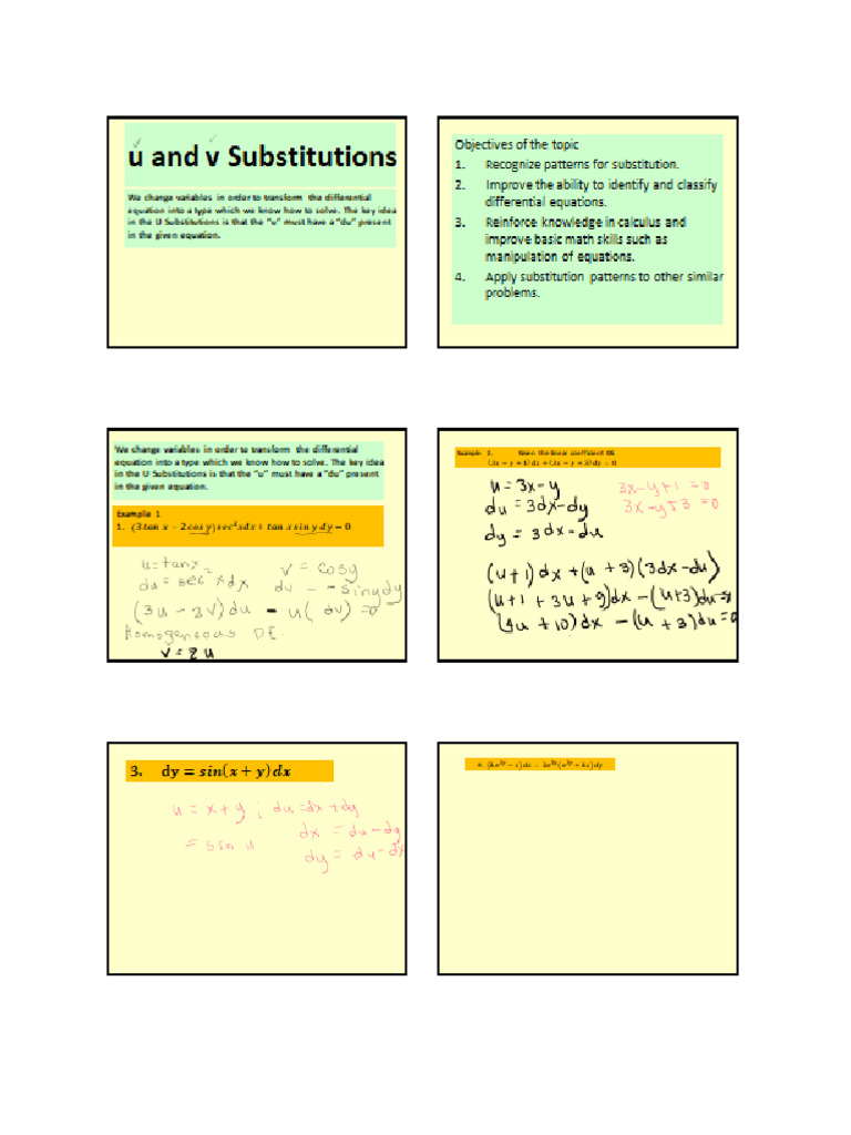 U and V Substitutions Template .Ece | PDF