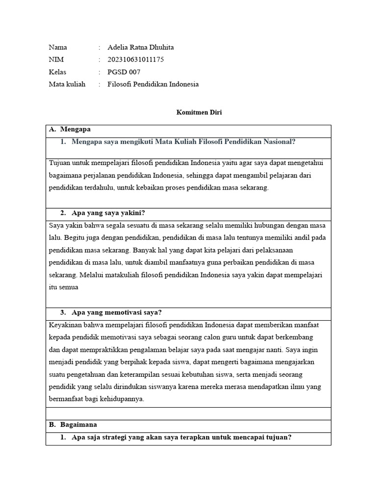 Topik 1 - Komitmen Diri | PDF | Karier & Perkembangan | Pengembangan Diri