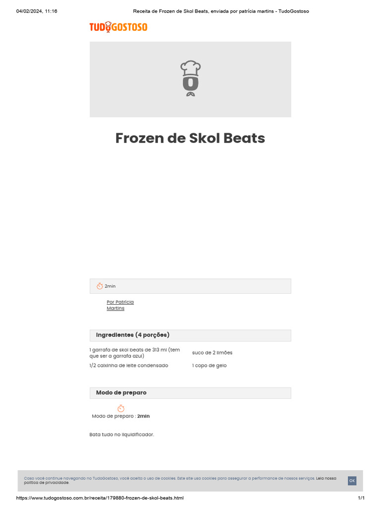 Receita de Frozen de Skol Beats | PDF