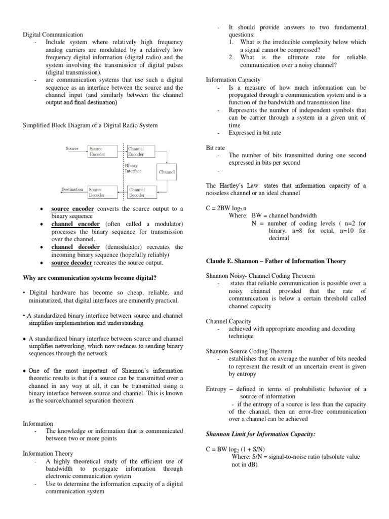 Digital Communication Intro2 | PDF | Information | Modulation