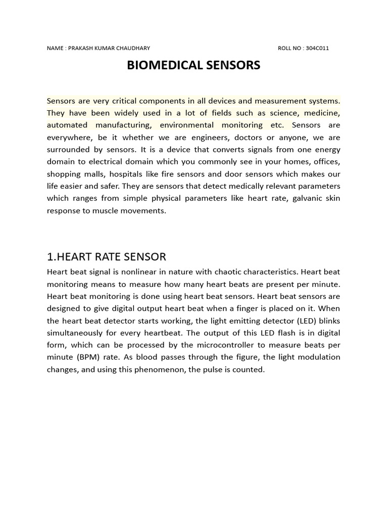 304C011 - Biomedical Sensors | PDF