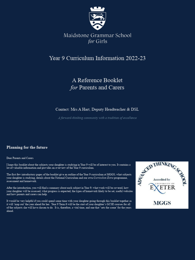 Year 9 Curriculum Overview Booklet 2022 2023 | PDF | Cooking | Learning