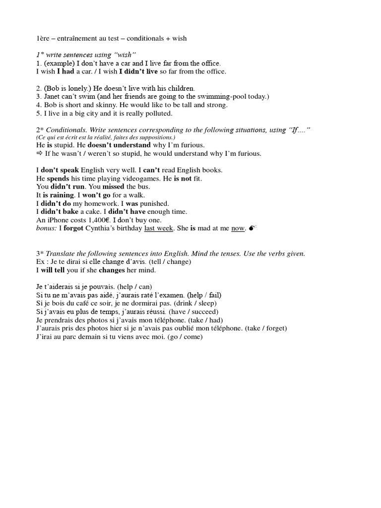 Conditionals Test Practice | PDF | Grammar | Linguistics