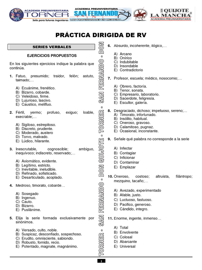 SERIES-VERBALES_EJERCICIOS-PROPUESTOS | PDF