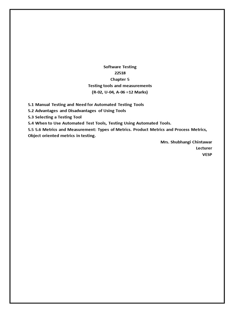 Chapter 5 Sft Pdf Software Testing Automation