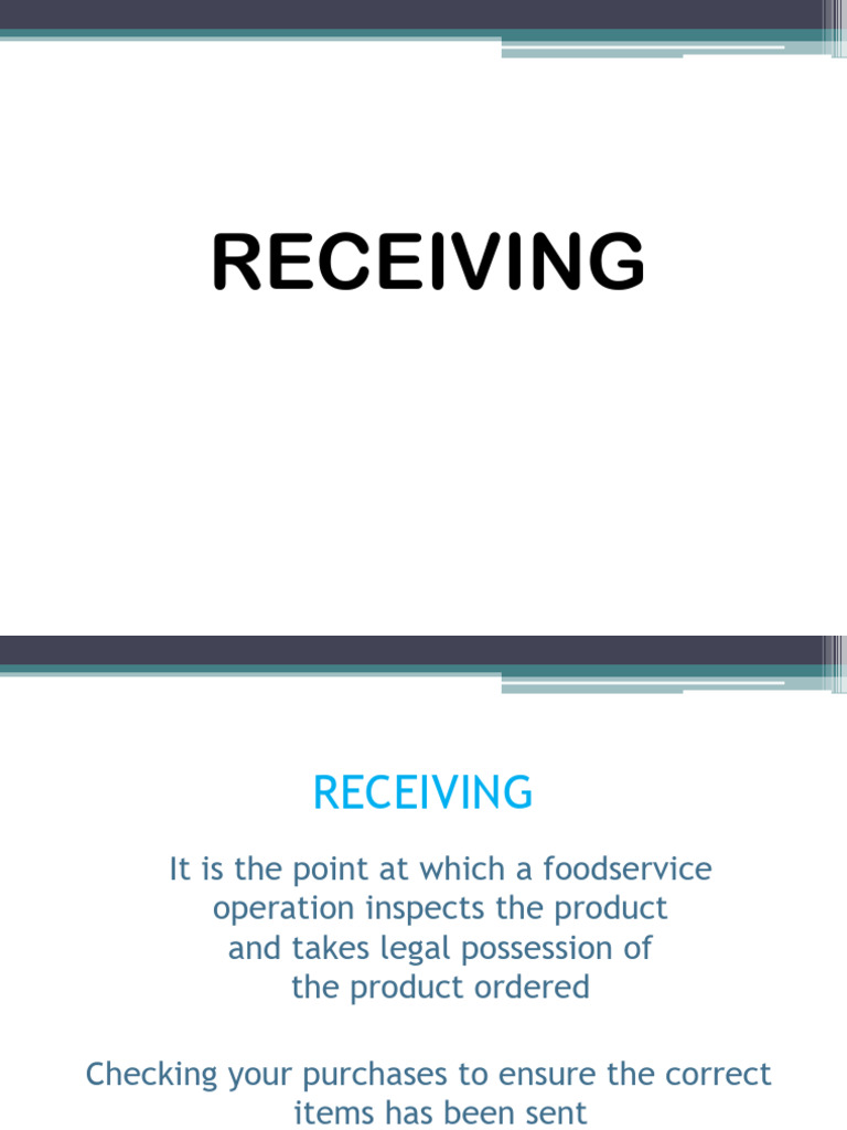 Receiving | PDF