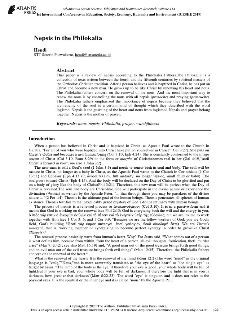 Nepsis in The Philokalia - Dr. Hendi | PDF | Prayer | Nous