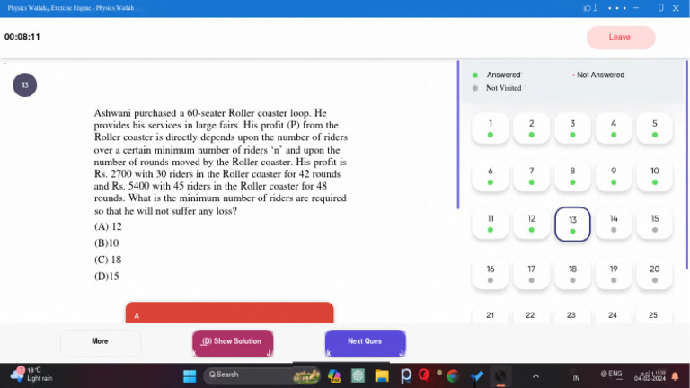 Roller Coaster Profit Calculation | PDF