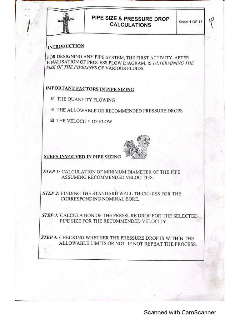 Pipe Size and Pressure Drop Calculations | PDF