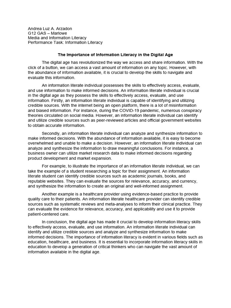 Information Literacy | PDF | Information Literacy | Information
