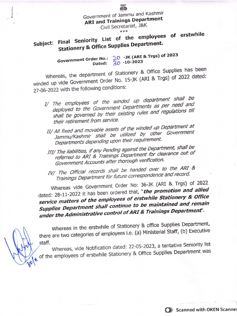 Final Seniority List of Employees 2023 | PDF