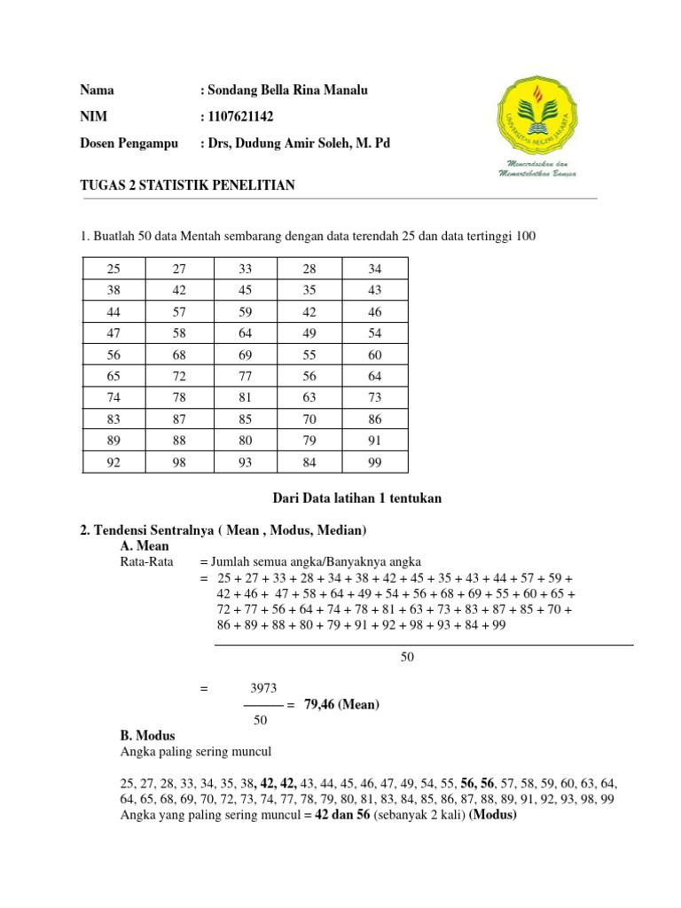 Statistik Penelitian: Analisis Data 50 Angka | PDF