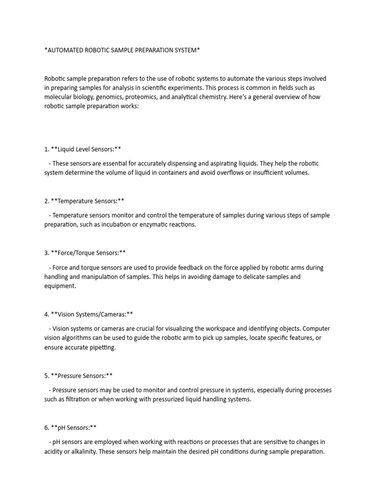 Robotic Sample Preparation Systems Explained | PDF | Technology ...