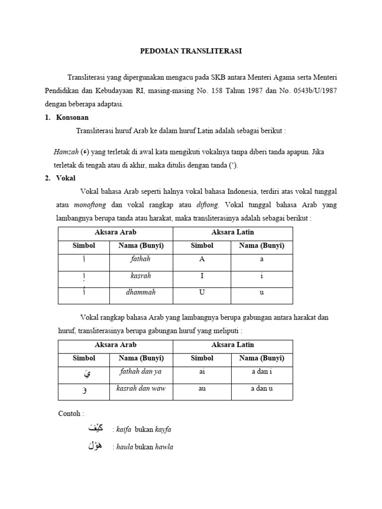 Pedoman Transliterasi | PDF
