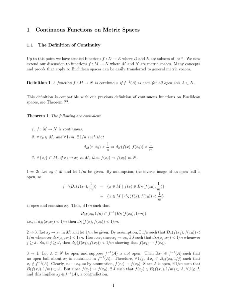 08 MetricSpaceFunctions | PDF | Continuous Function | Function (Mathematics)