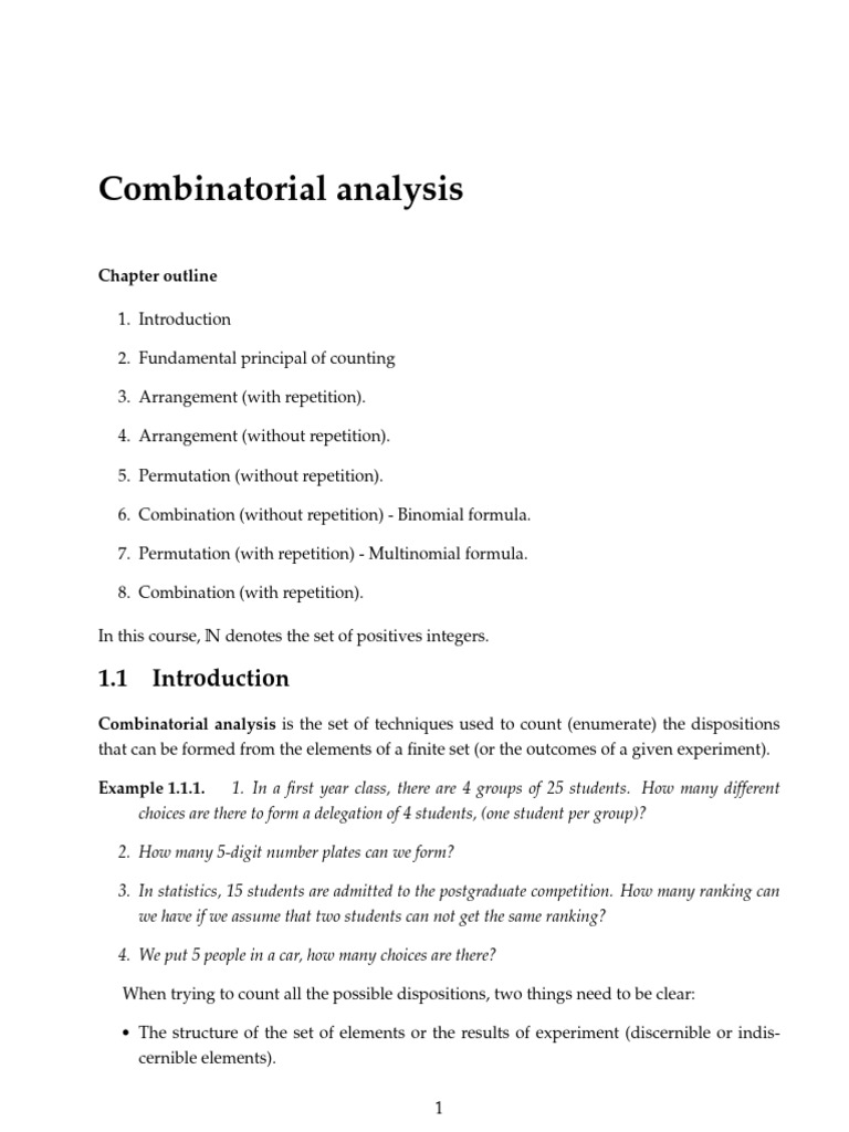 Combinatorial Analysis | PDF