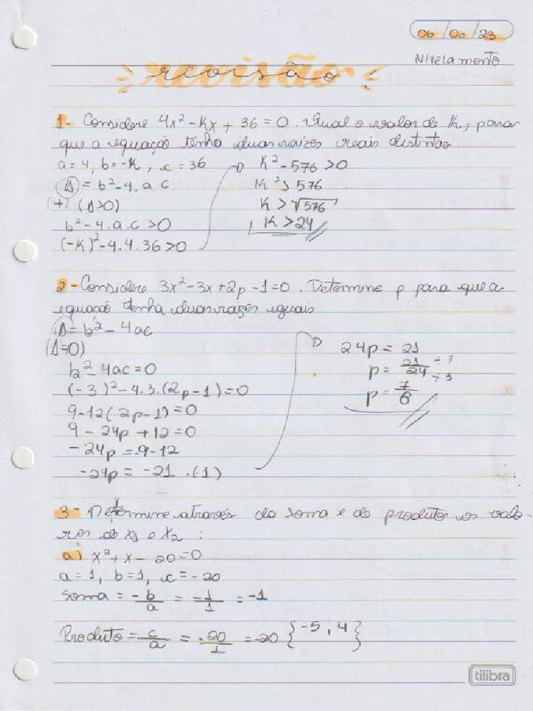 Matemática - Exercícios de Equação Do 2° Grau | PDF