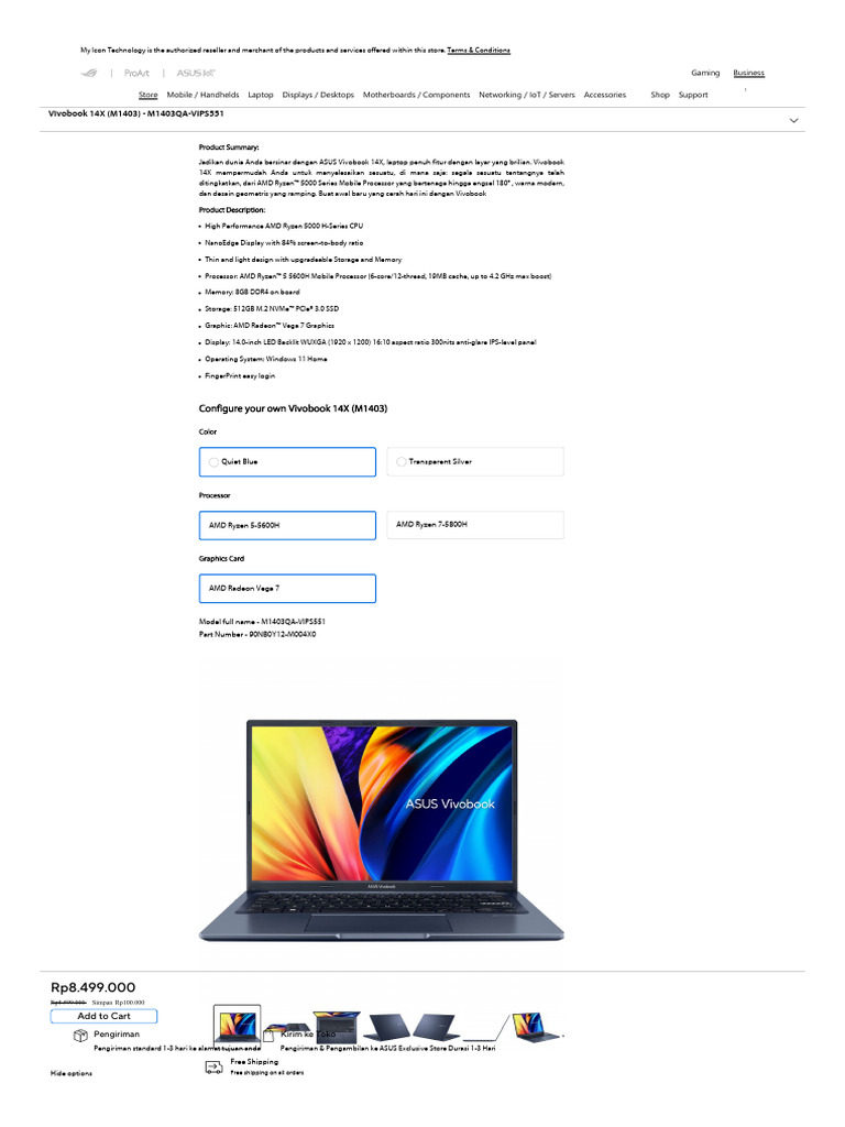 Vivobook 14X (M1403) - ASUS Online Store Indonesia - Ryzen5 | PDF | Laptop | Personal Computers